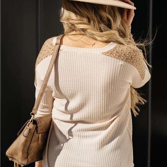 7th Ray | Tops | 7th Ray Nwt Cream Long Sleeve Waffle Knit Shirt ...